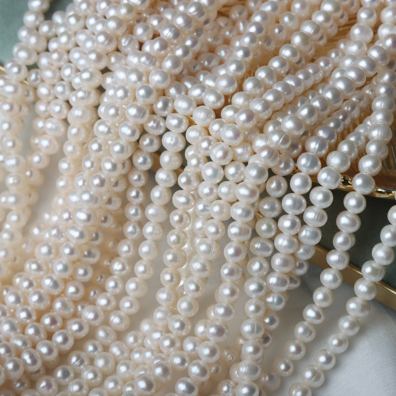 5mm High-Luster Threaded Potato Keshi Freshwater Pearls