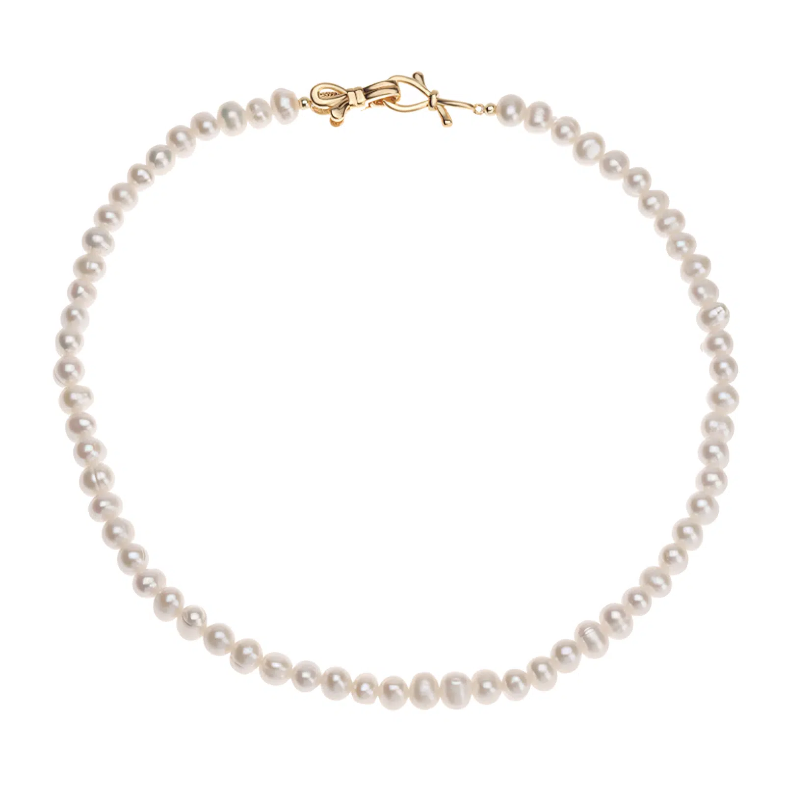 Freshwater Pearl Choker With Gold Clip Clasp