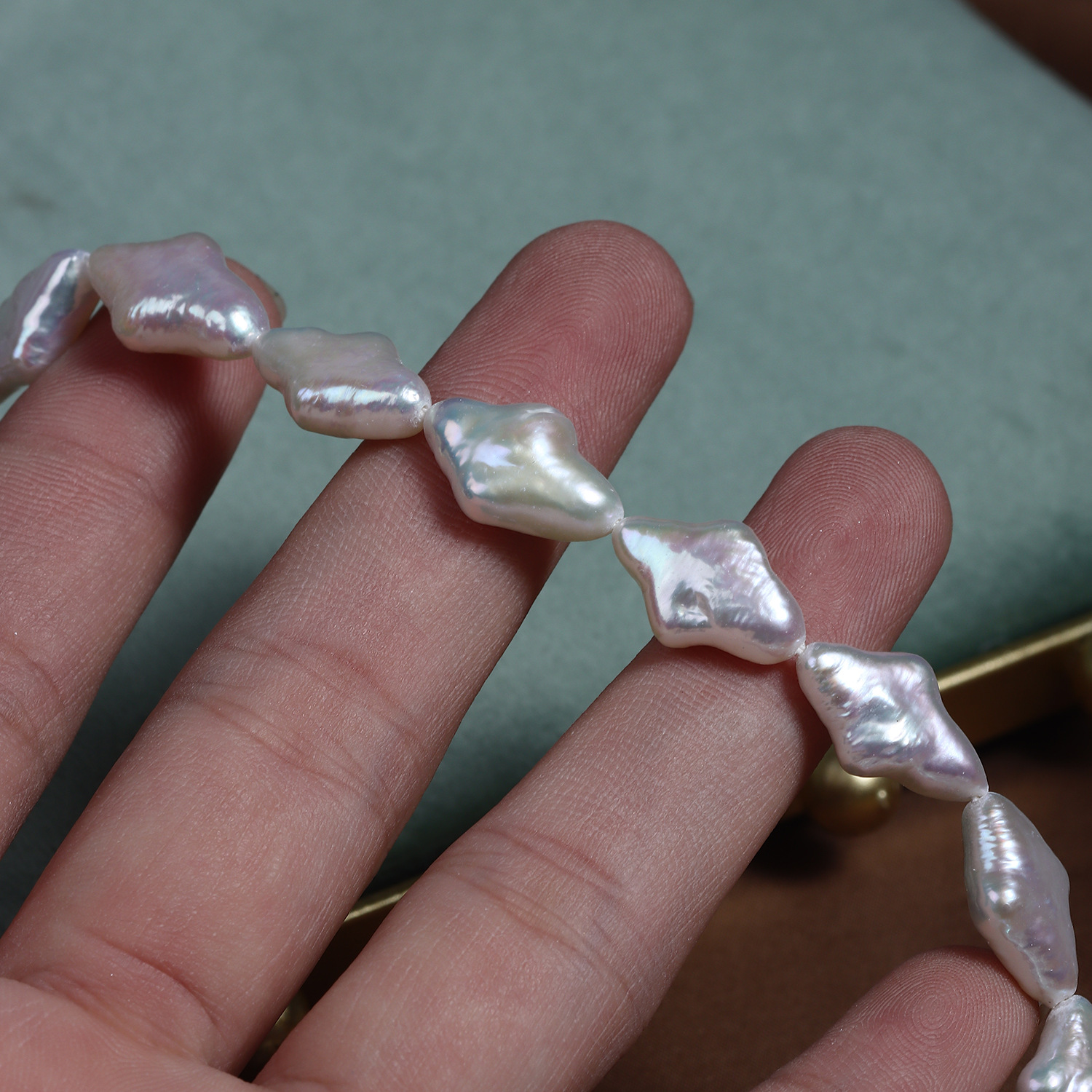 Iridescent Baroque Cross Star Freshwater Pearls