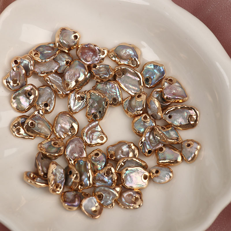 Luxury Baroque Gold-Edged Irregular Cultured Pearls For Nail Art