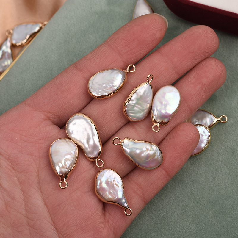 Natural Teardrop Baroque Pearl Framed Pendant