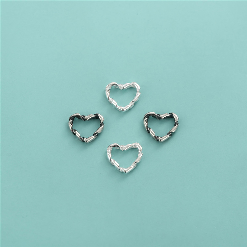 S925 Silver Twisted Heart Ring Spacer For Bracelet And Necklace
